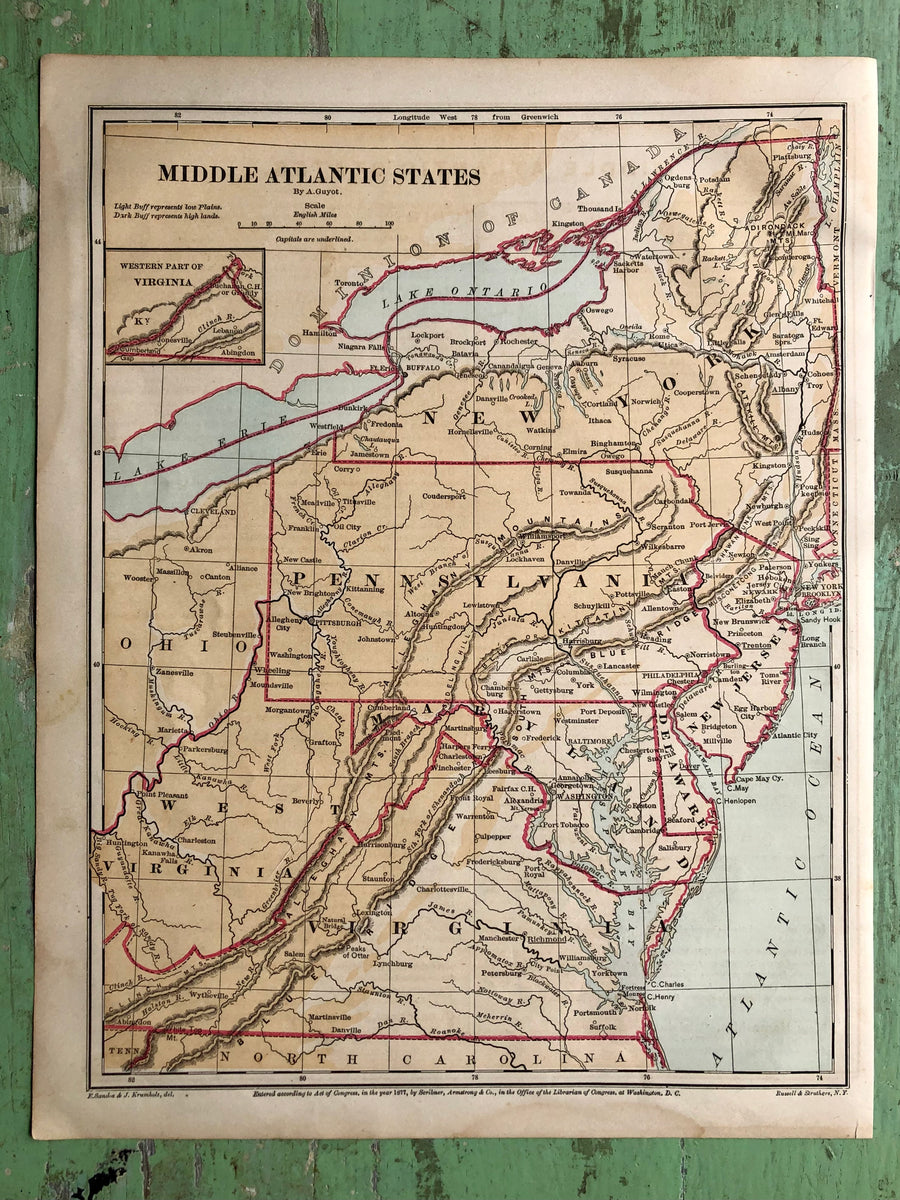 Map of Middle Atlantic States from Guyot's New Intermediate Geography ...